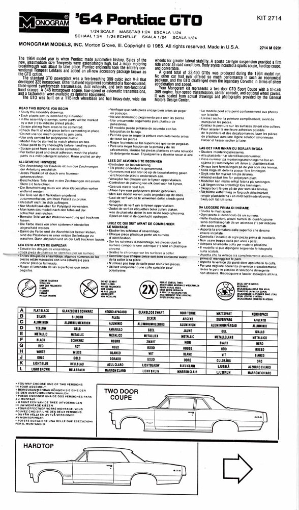 Photo: 1964 Pontiac GTO 1 Page 1 | MONOGRAM '64 Pontiac GTO #2714 album ...