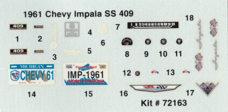 Photo: Decals | LINDBERG '61 Impala SS 409 #72163 album | DRASTIC ...