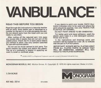 MONOGRAM Vanbulance #2214 album | DRASTIC PLASTICS MODEL CAR CLUB ...