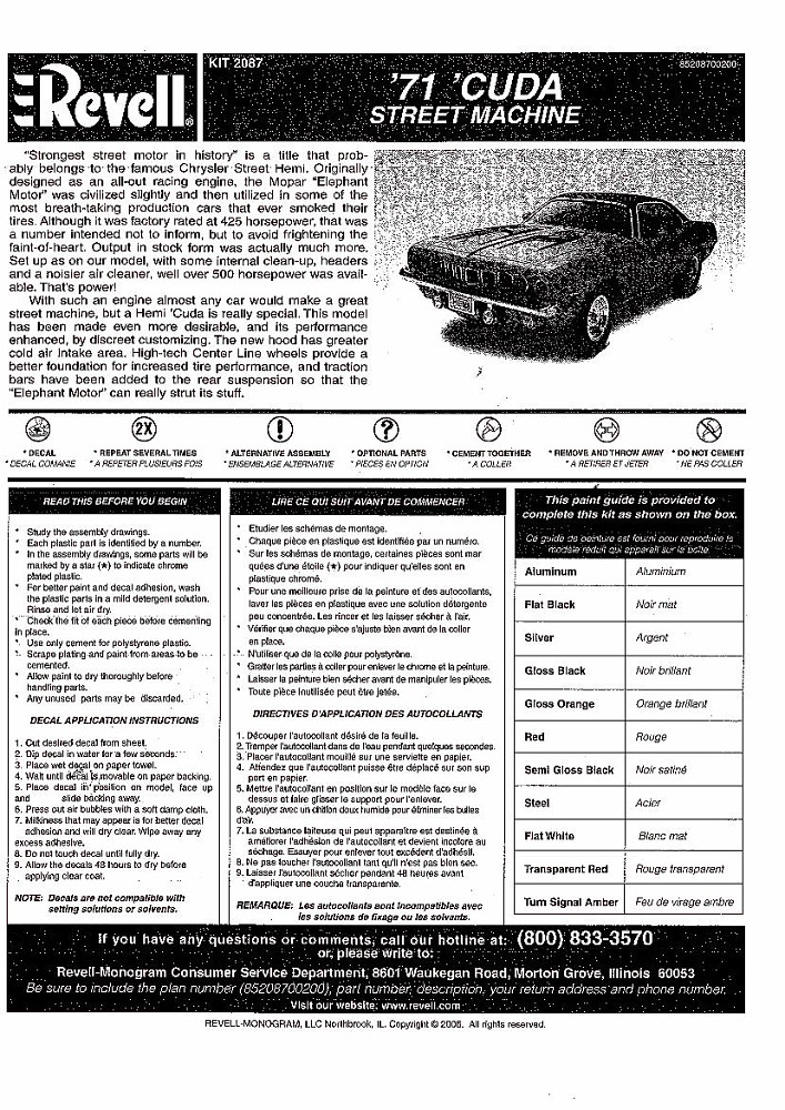 Photo: Revell 1971 Hemi Cuda instructions 01 | REVELL '71 Plymouth Hemi ...